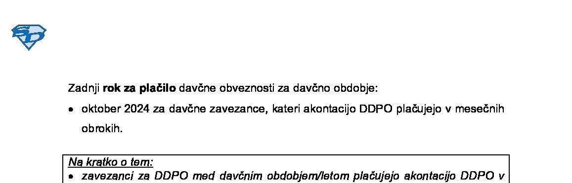 Plačevanje akontacije DDPO za leto 2024 - DoberRacunovodja.si