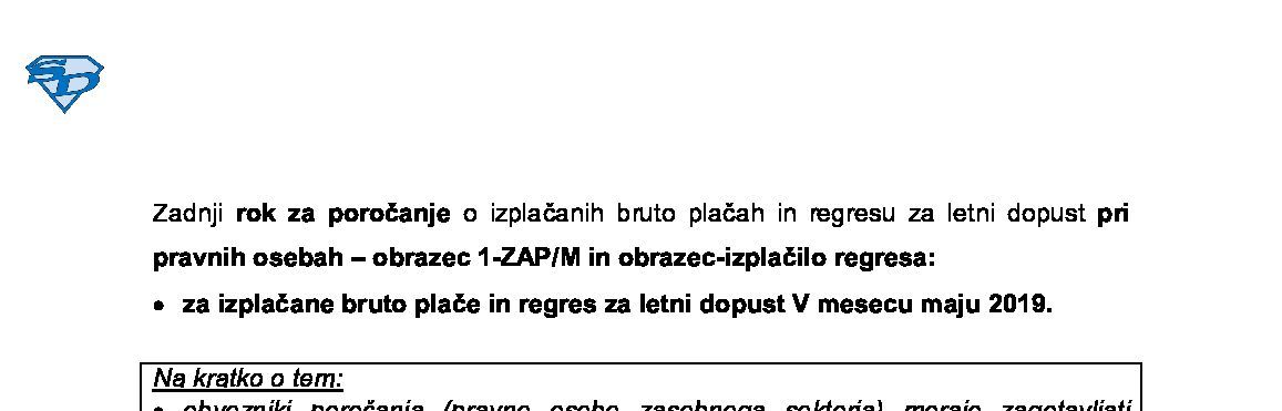 Poročanje pravnih oseb zasebnega sektorja o izplačanih bruto plačah in regresu za letni dopust ...